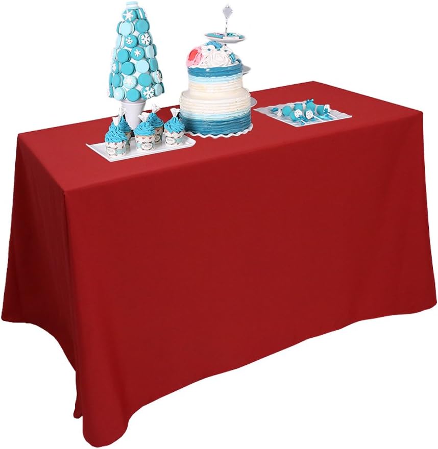 TRLYC – Mantel rectangular de poliéster rojo de 90 x 132 pulgadas, 100% ...