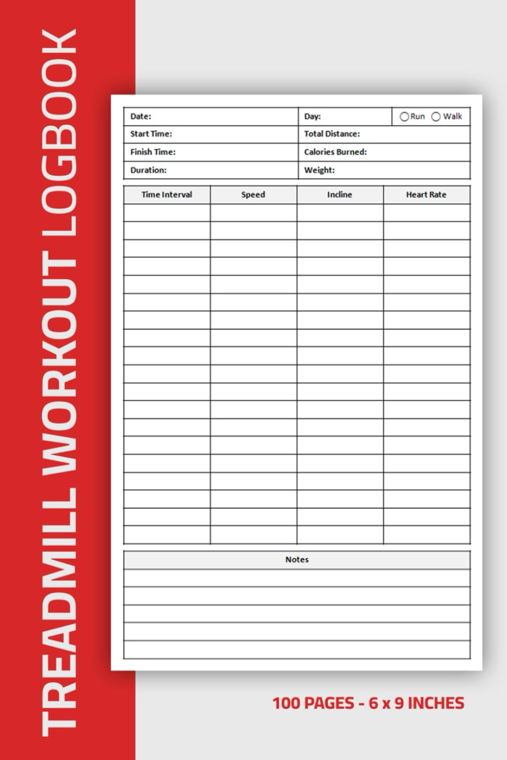 Treadmill Workout Log Book: Daily Cardio Tracker Logbook for Running ...