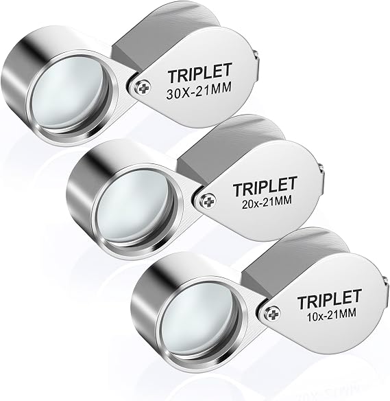 Amazon.com: 3 Pcs Jewelers Loupe, Jewelry Loop Magnifier, 10X, 20X, 30X ...