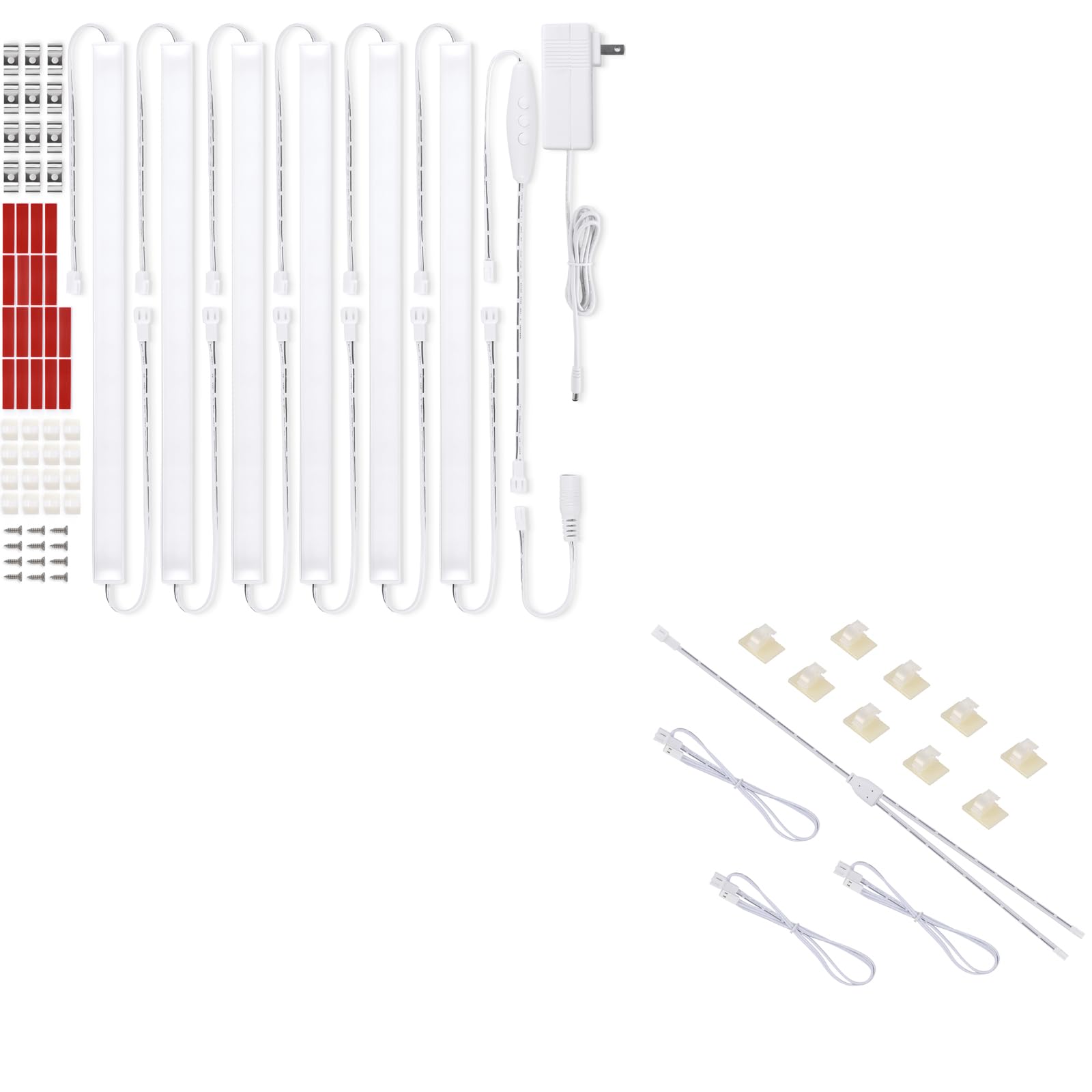 Litever 6-Light-Bar Under Cabinet LED Light Kit Daylight 5000K + 2-Way ...