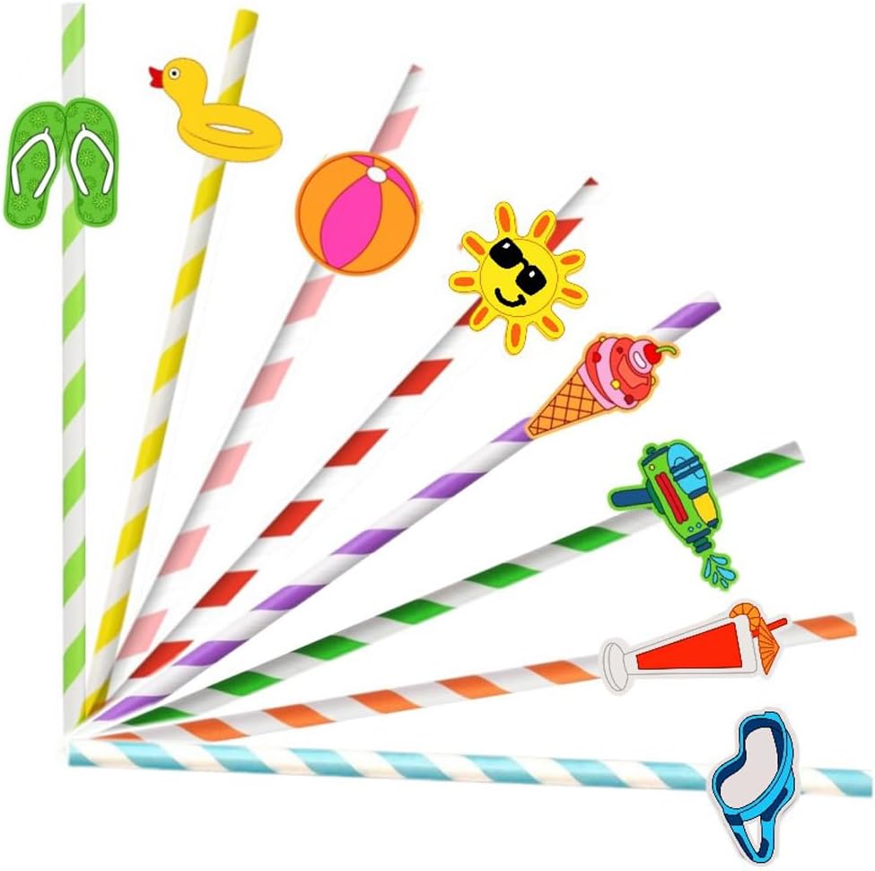 Amazon.com: 24 Beach Drinking Straws for Kids Beach Ball Pool Summer ...