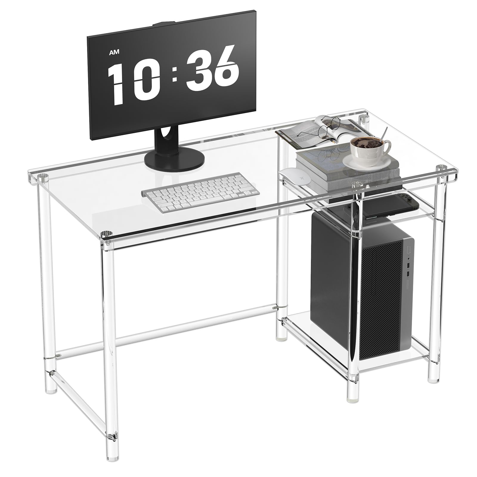 Amazon.com: HMYHUM Acrylic Desk, 47" L x 23.6" W x 29.5" H, Clear ...