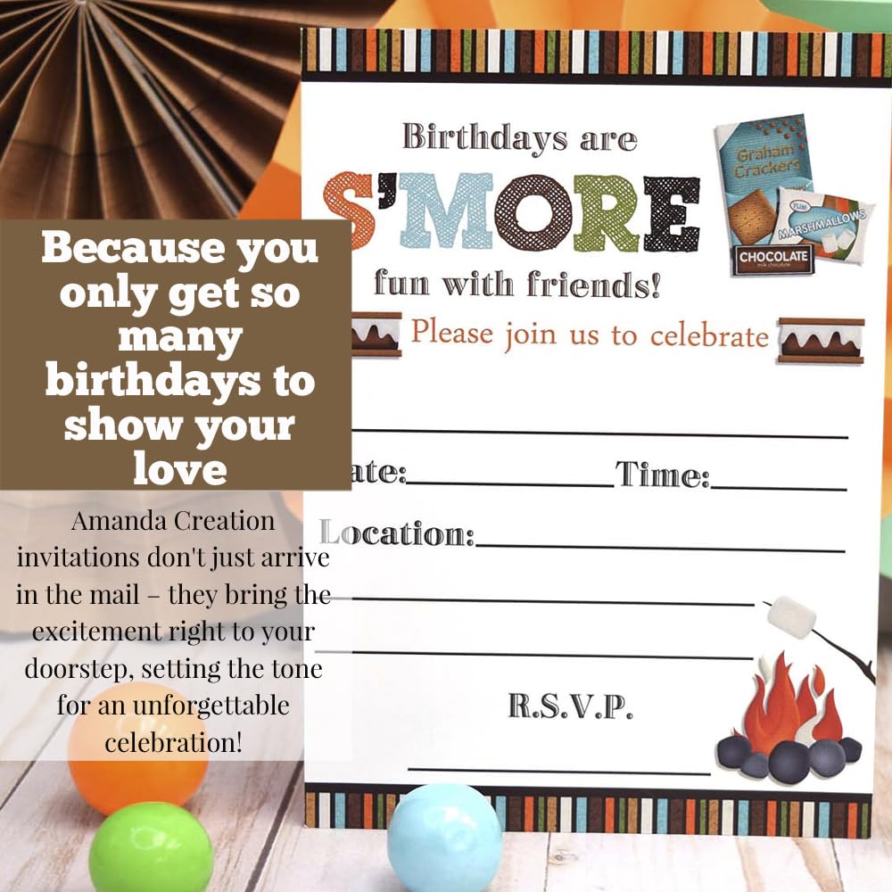 Smores Party Invitations Amazon.com : Zmyollo S'mores Birthday