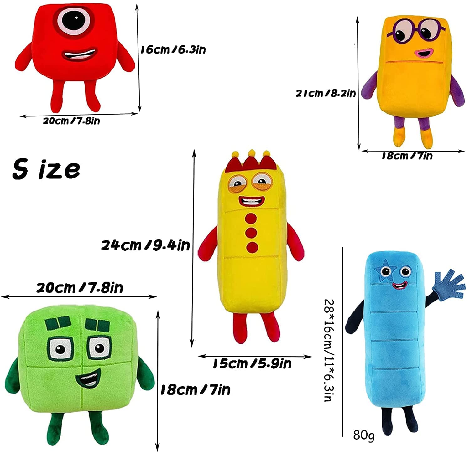 Liuyi 10pcs Numberblocks Plush Stuffed Toys 1 Free Number Sticker ...