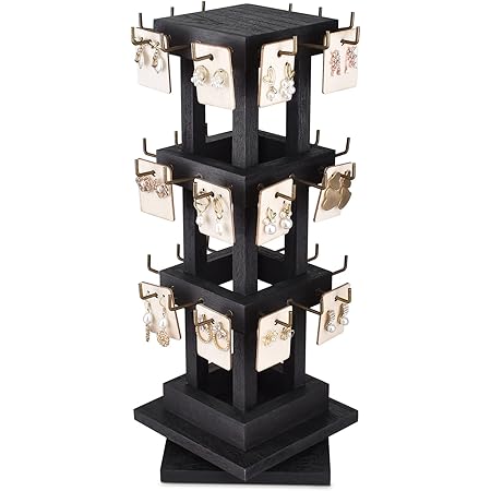Amazon.com: Ikee Design Wood Rotating Jewelry Display,Spinning Keychain ...
