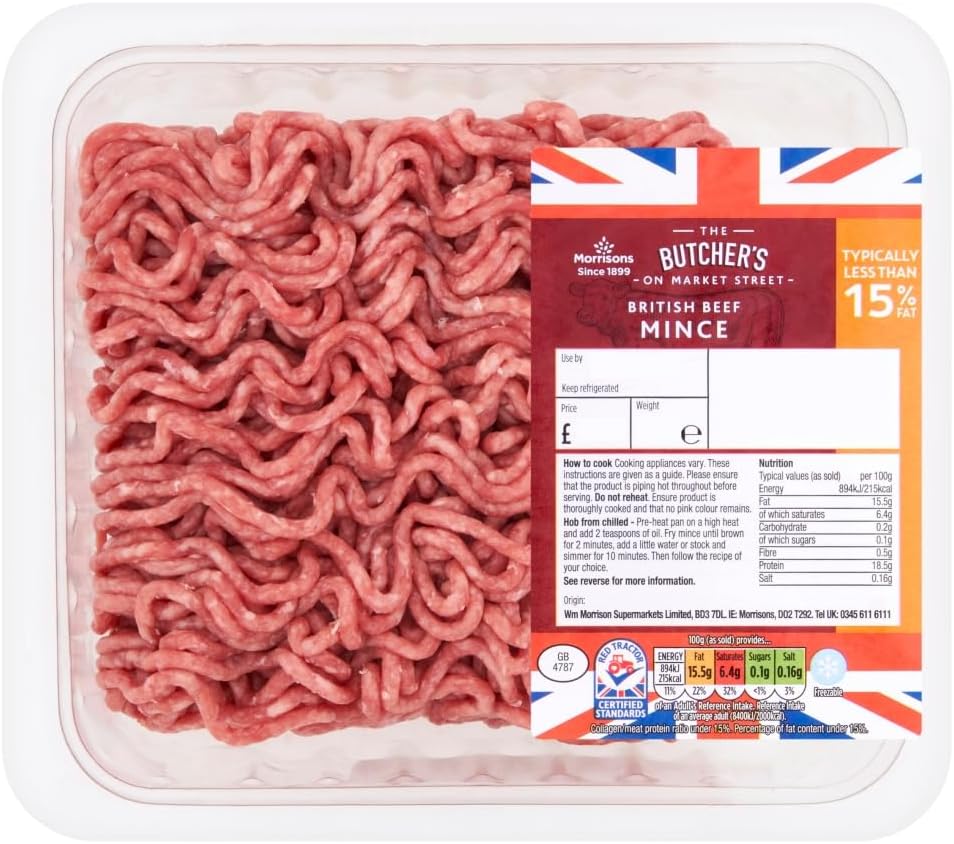 Morrisons British 15% Beef Mince 500g : Amazon.co.uk: Grocery