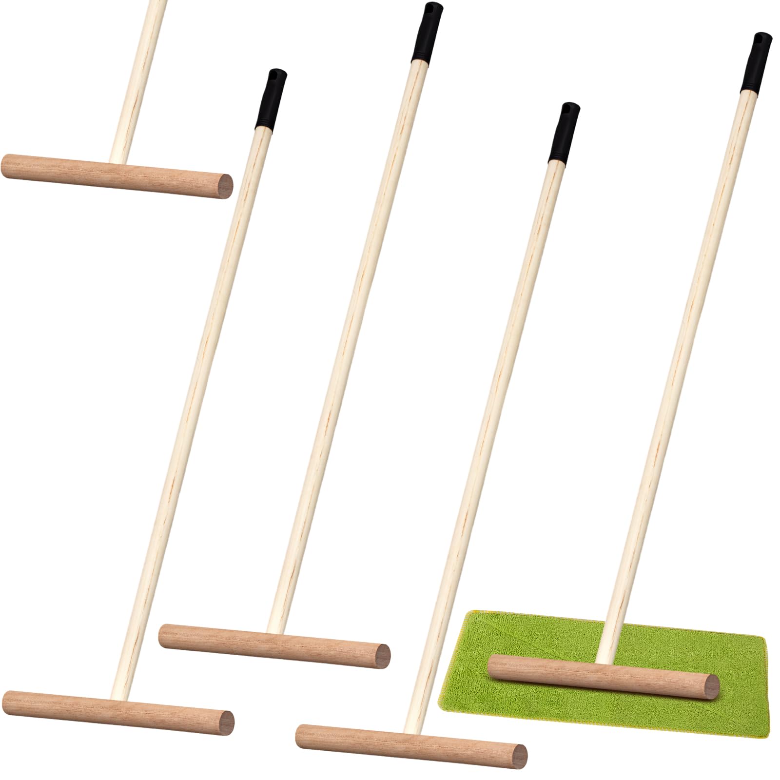 Amazon.com: Ziliny 4 Pieces Cuban Wood Mop Stick Reusable Style Mop ...