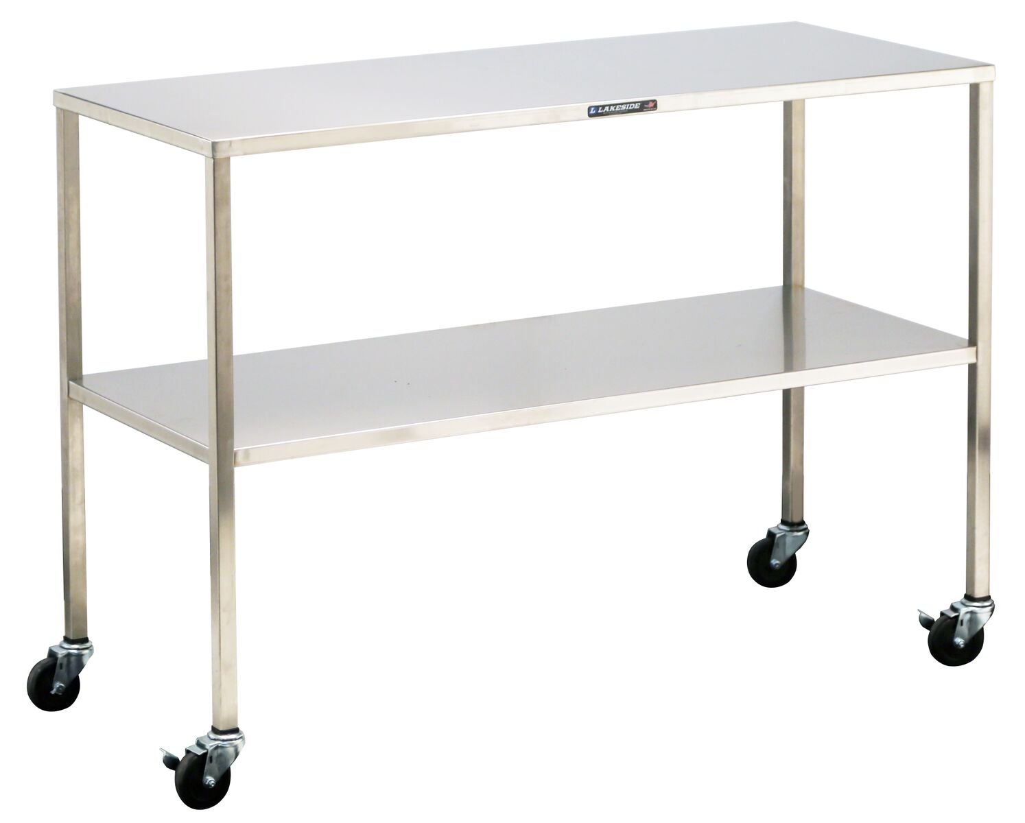 Lakeside 8358 Mobile Instrument Table, Stainless Steel, 1 Shelf, 200 lb ...
