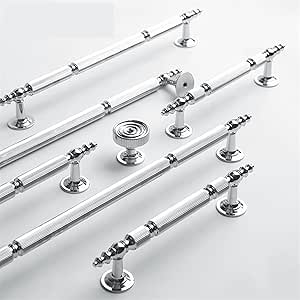FUTENI Vertical Texture Bright Chrome Knob Drawer Handles Bedroom ...