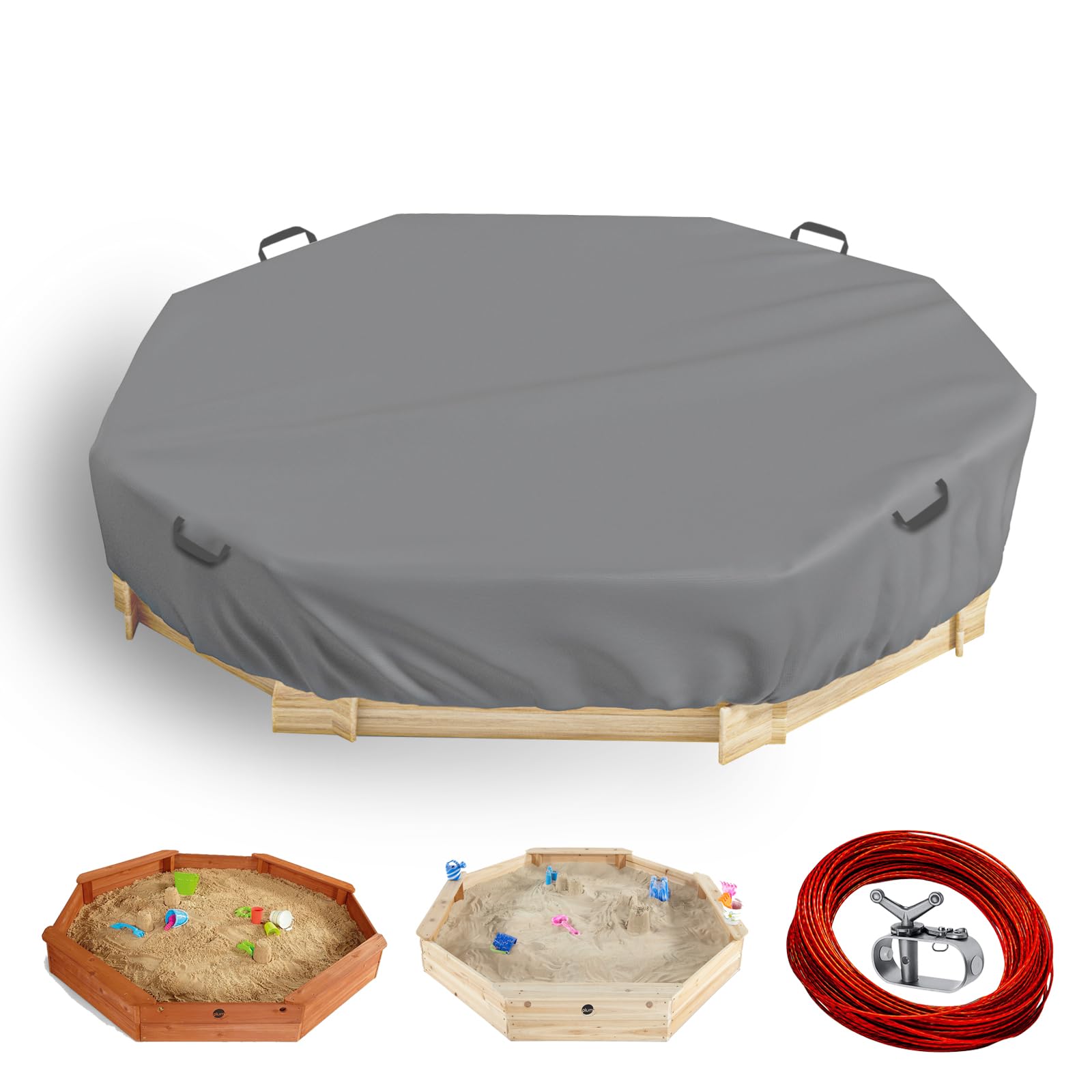 Waterproof Octagon Sandboxes Cover, Upgraded with Wire Rope & Winch ...