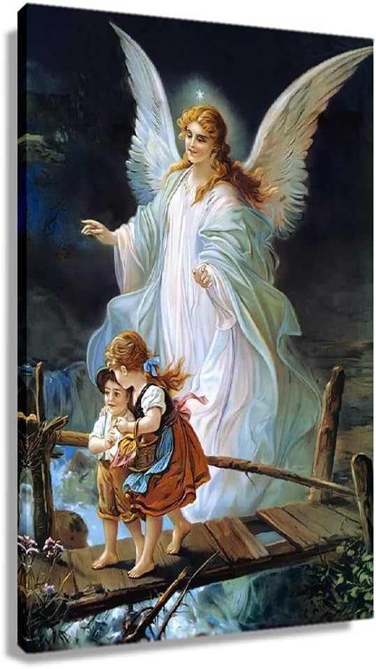 Amazon.com: Dicksons Guardian Angel Watching Over Children Bright Blue ...