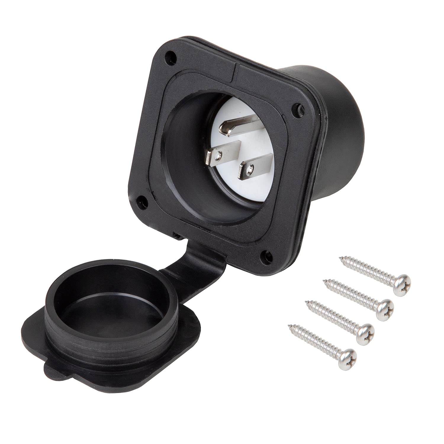 ETL Listed Nema 5-15P 15A/125V Flanged Power Inlet, USA 3-Prong Male ...