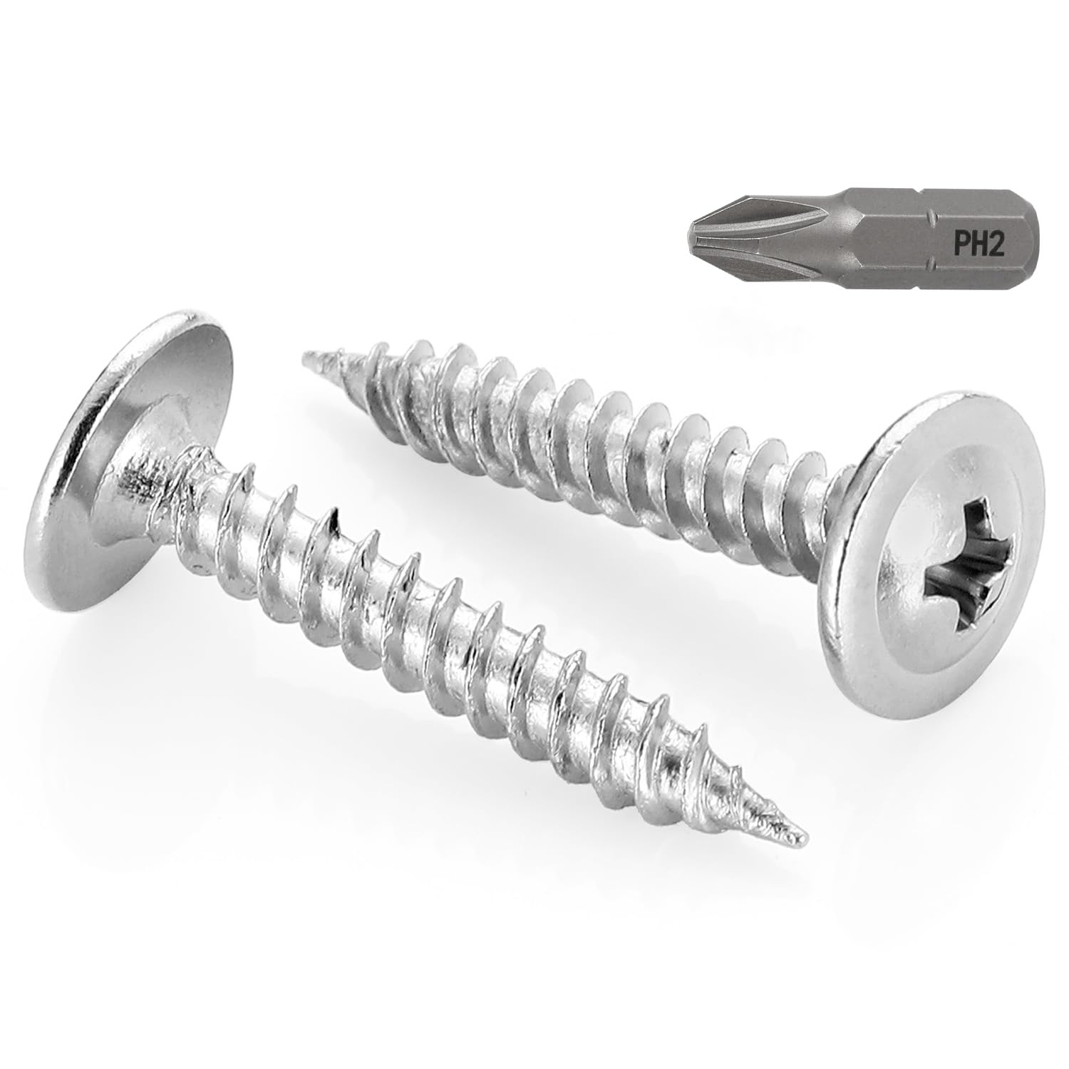 #8 x 1" Phillips Truss Head Wood Screws Fast Self Tapping Wafer Head ...