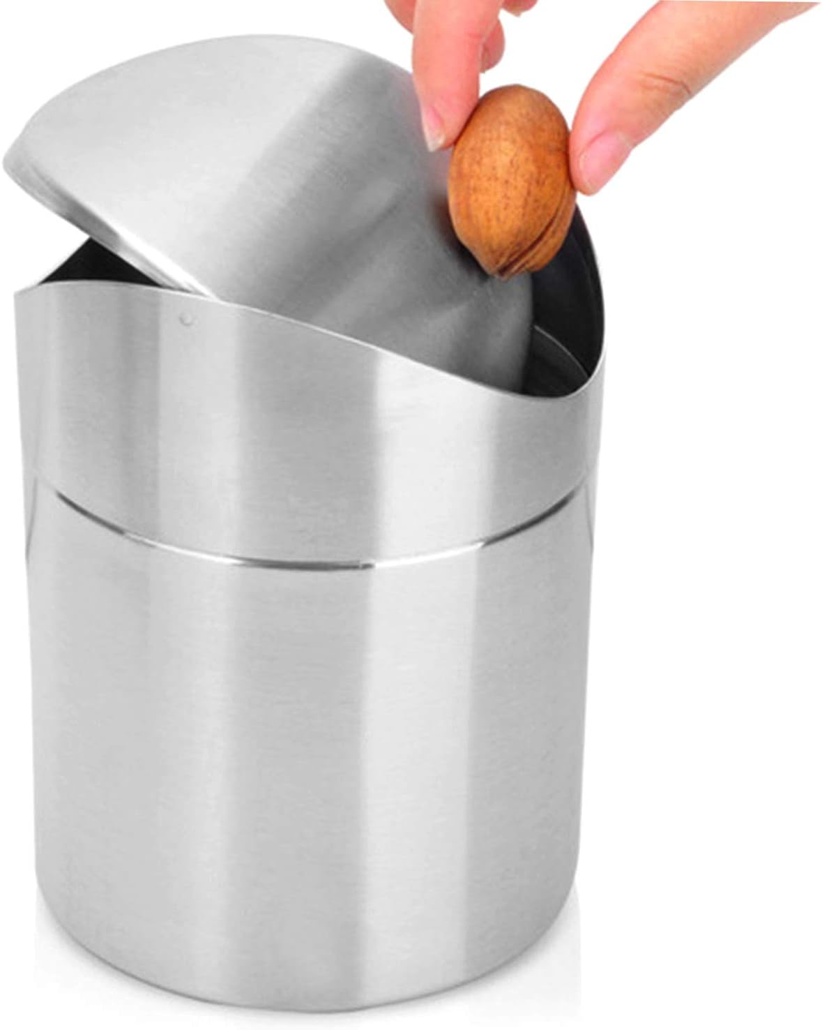 Amazon.com: JILLICK Small Mini Trash Can with Lid, Brushed Stainless ...