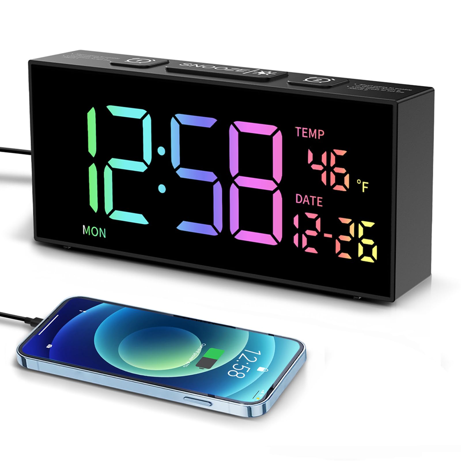 Snapklik.com : Netzu Alarm Clocks For Bedrooms, Digital Clock