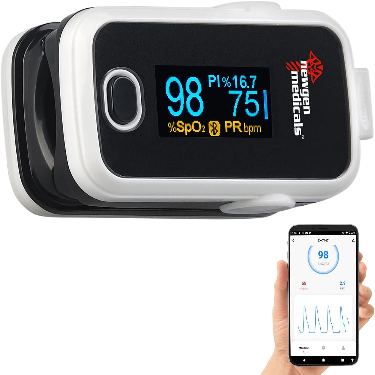 newgen medicals Pulsoxymeter: Medizinischer Finger-Pulsoximeter mit ...