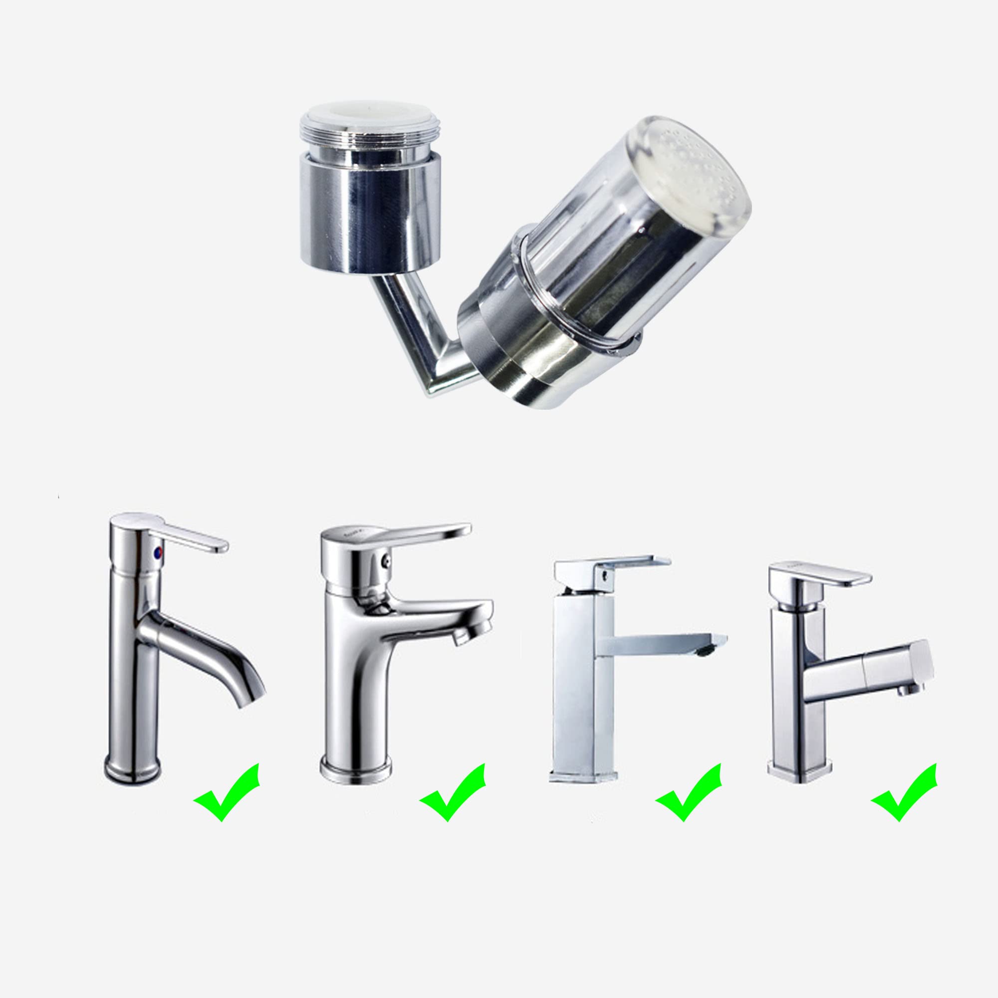 Bathroom Sink Adapter 720° Swivel LED Faucet Adapter - Temperature ...