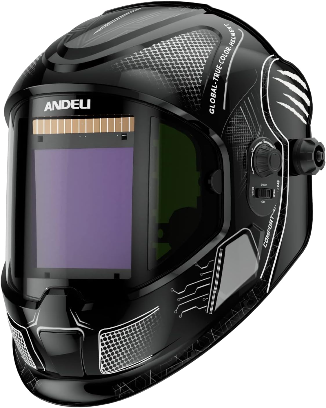 ANDELI Welding Helmet,Panoramic 180° Large Viewing True Color Solar ...