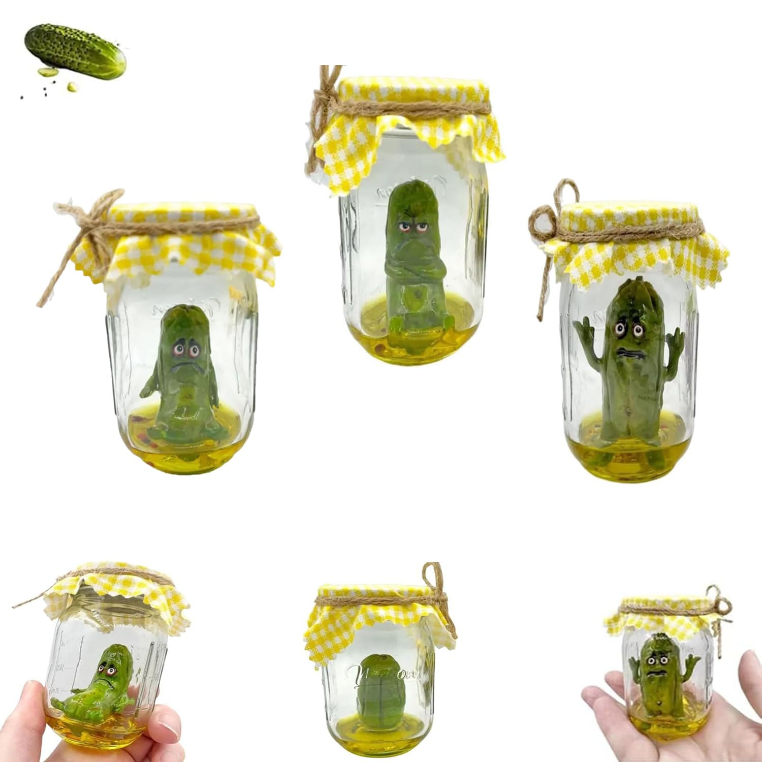 Amazon.com: SAKDFHLJLP Grumpy Pickle in a Jar Sculpture, Miniature ...