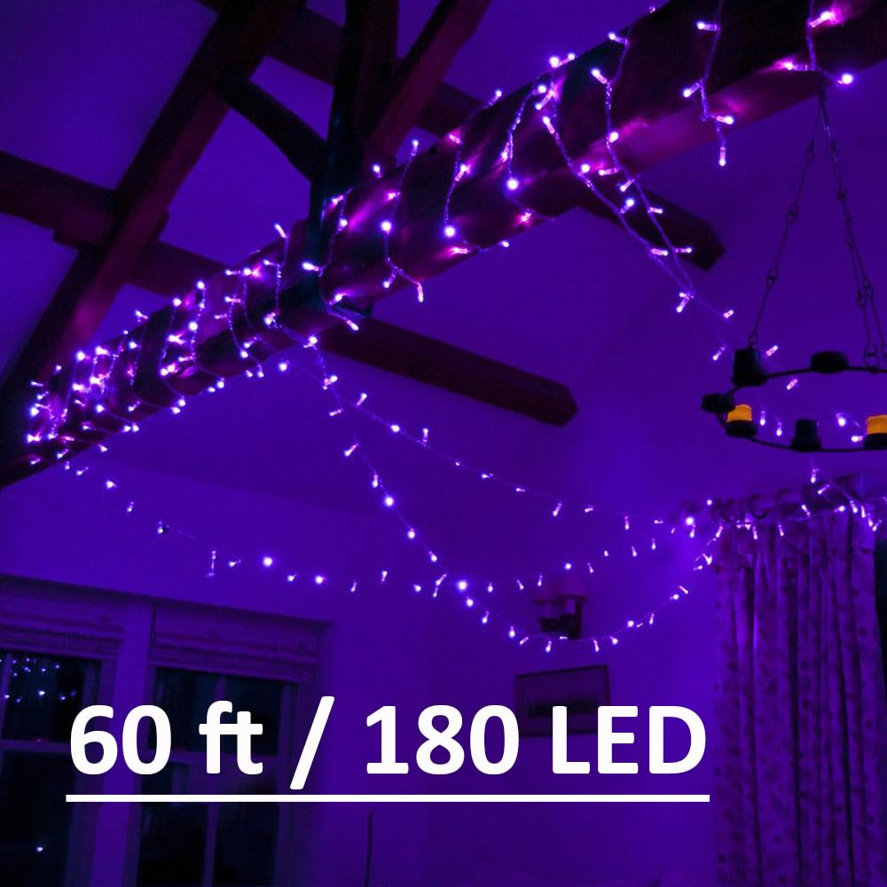 Snapklik.com : 60ft Black Light String Lights For Glow Party, 180 LED ...