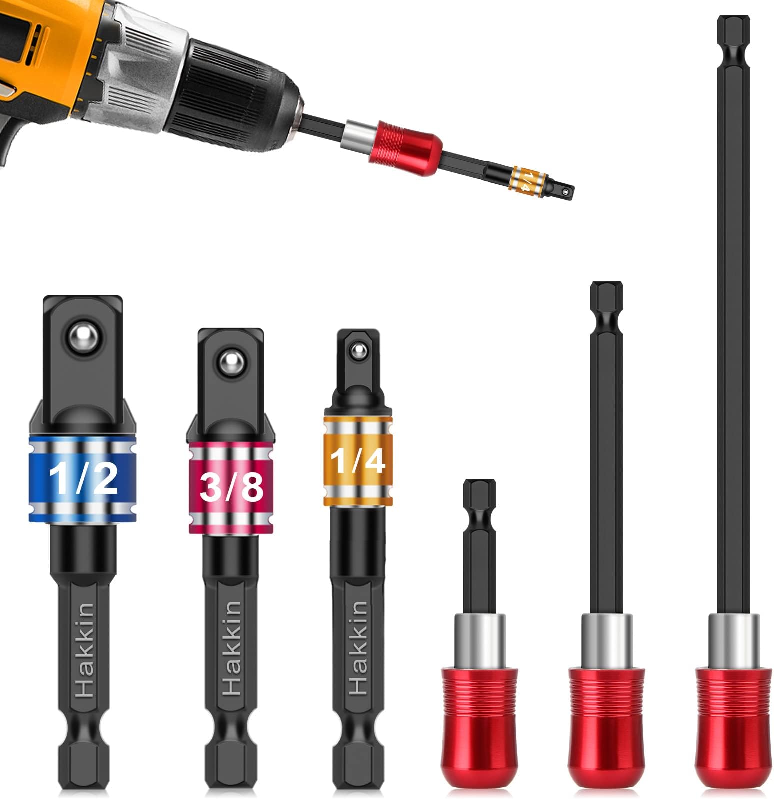 LEXIVON Impact Grade Socket Adapter Set, 3" Extension Bit with Holder ...