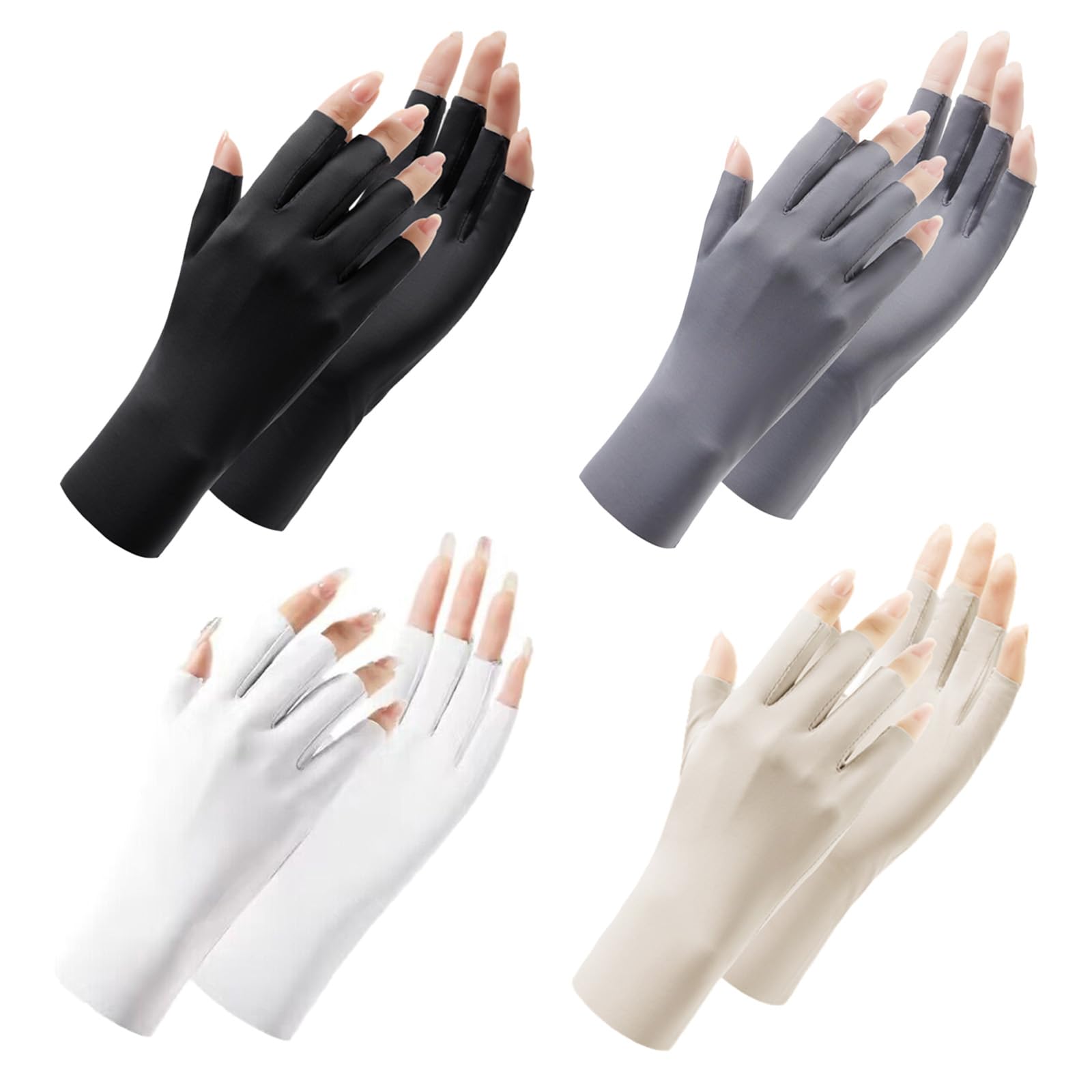 Amazon.com: 4 Pairs Sun Protection UV Gloves for Women Fingerless ...