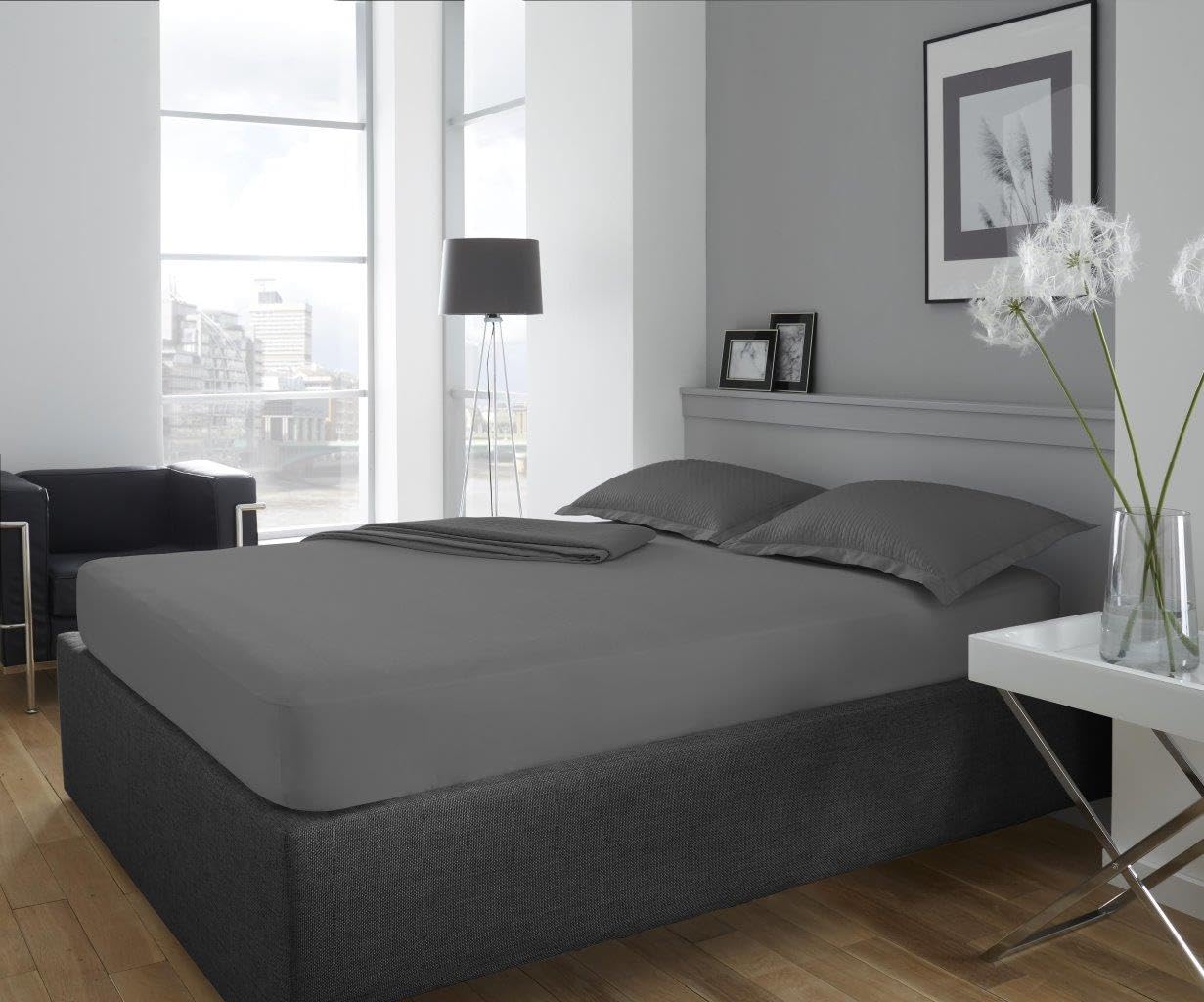 Charcoal Grey Waterproof Terry Towelling Mattress Protectors Hypo ...