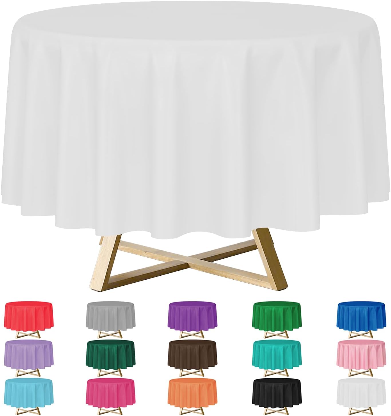 Amazon.com: Cozy Luxe Home 12-Pack White Round Paper Tablecloths - 82in ...