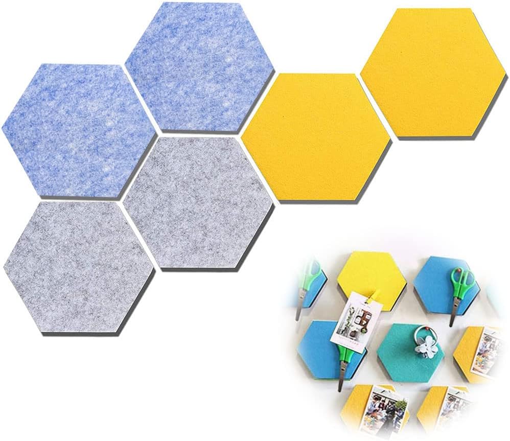 Pack of 6 Hexagon Felt Board, Felt Pin Board, Memo Boards, Multi Color ...