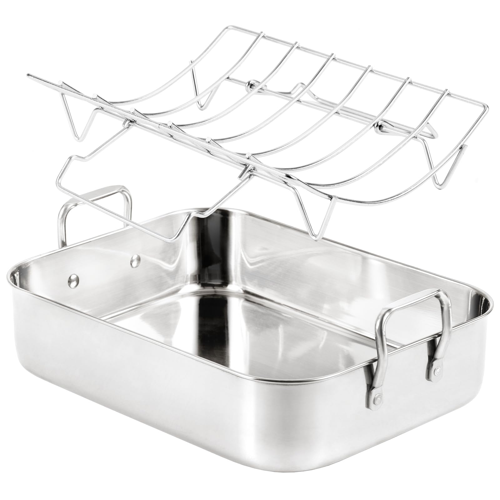 Amazon.com: QPMR 16.5inch Roasting Pan with V-Shape Rack - Stainless ...