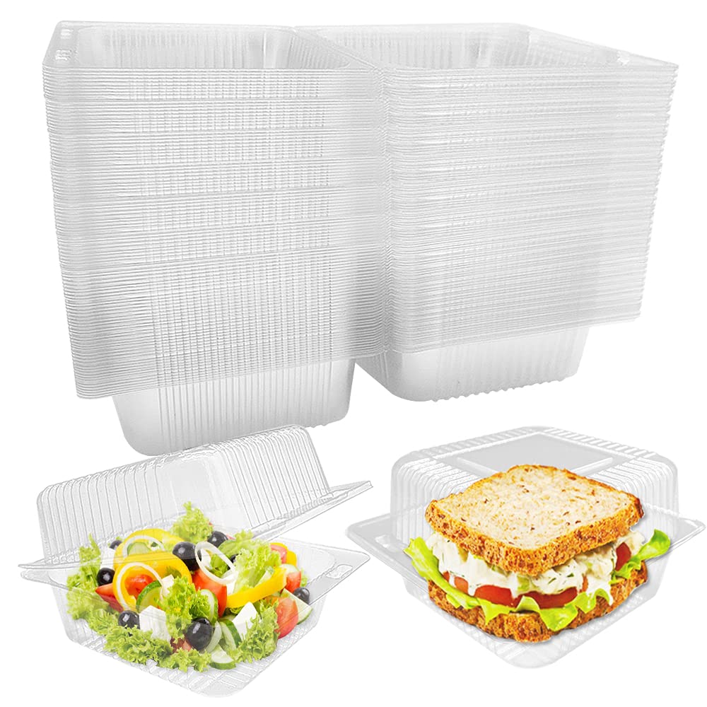 100pcs Clear Plastic Take Out Containers Square Hinged Food Container ...
