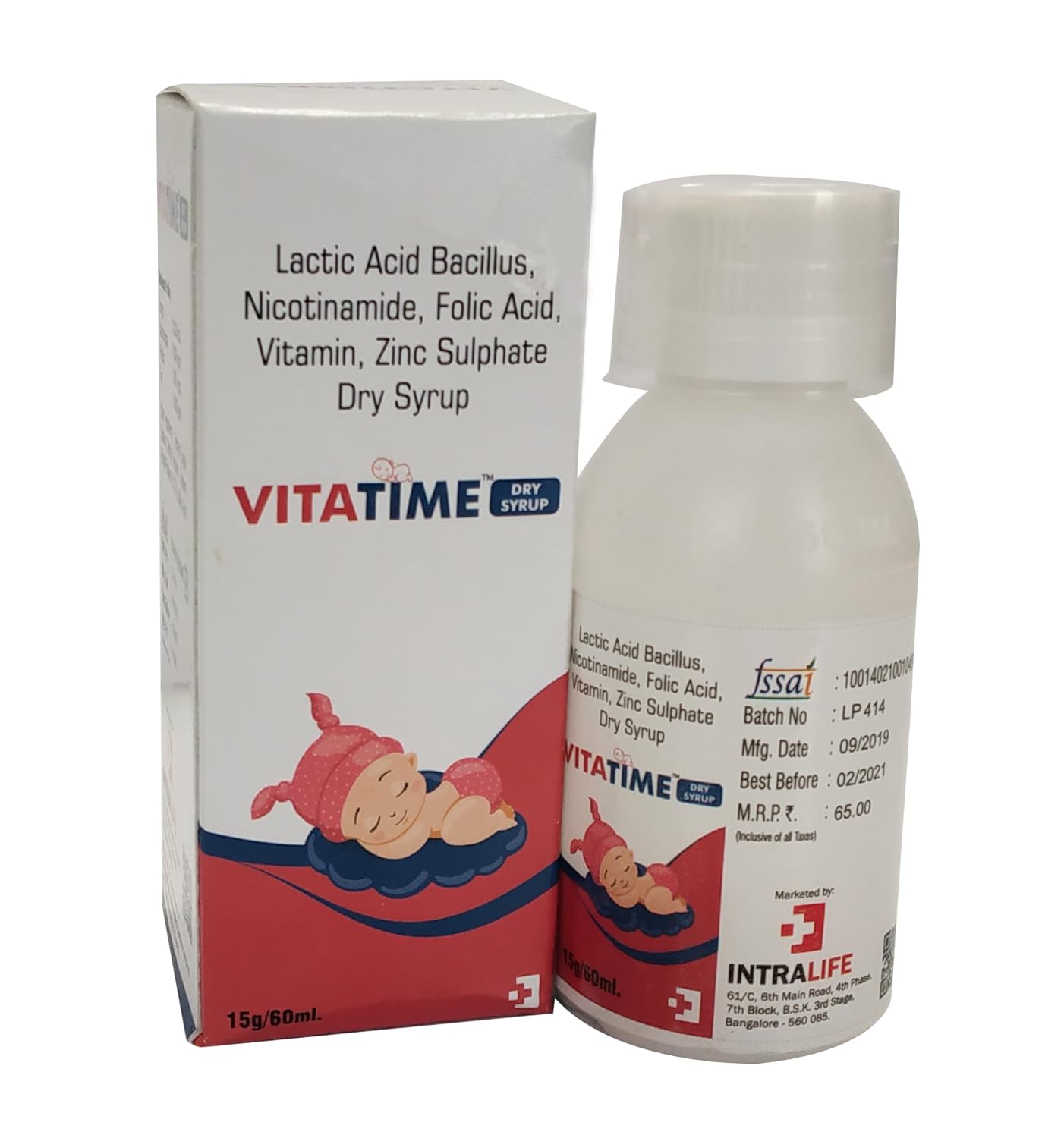 Buy VITATIME DRY SYP Lactic Acid Bacillus 40x106 Spores + Nicotinamide ...