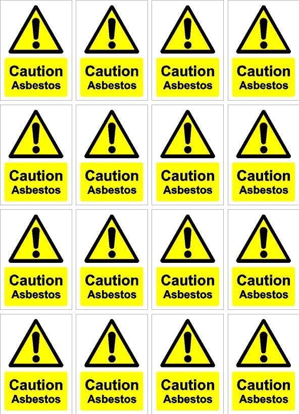 Caution asbestos sticker, 50x70mm, pack of 16 on A4 sheet : Amazon.co ...