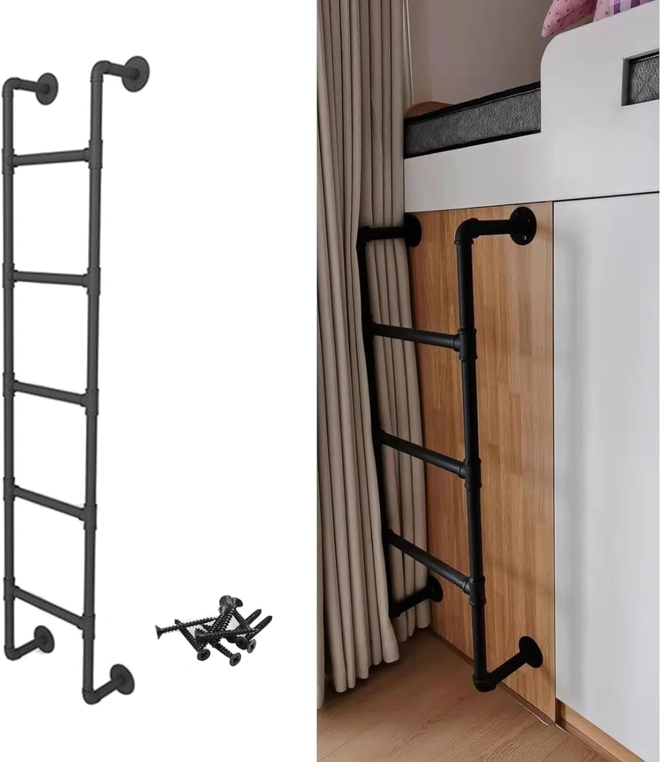 Wall Mounted Metal Loft Ladder For Bunk Bed, Window Well/Attic Stairs ...