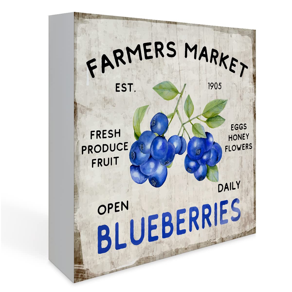 Rustic Farmers Market Blueberries Wood Box Sign, Farmhouse Blueberry ...