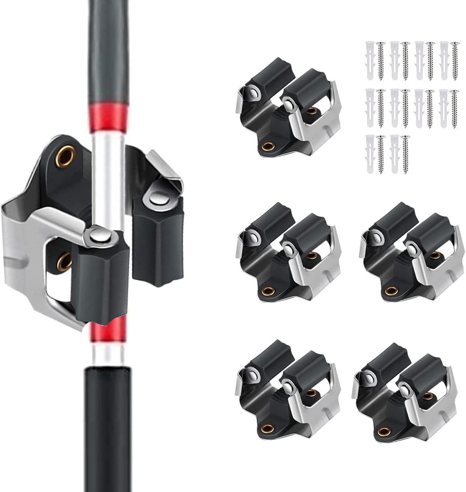 Amazon.com: Mokife Broom Holder Wall Mount, 5 Pack Mop Clips Single ...