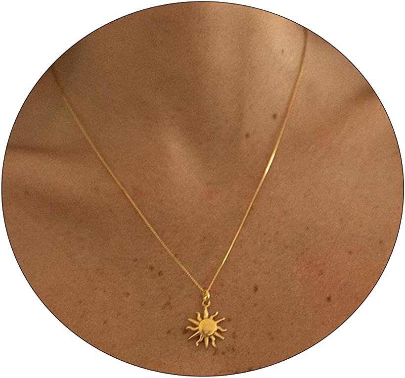Amazon.com: Erimberate Bohemian Sunburst Pendant Necklace Gold Sun ...