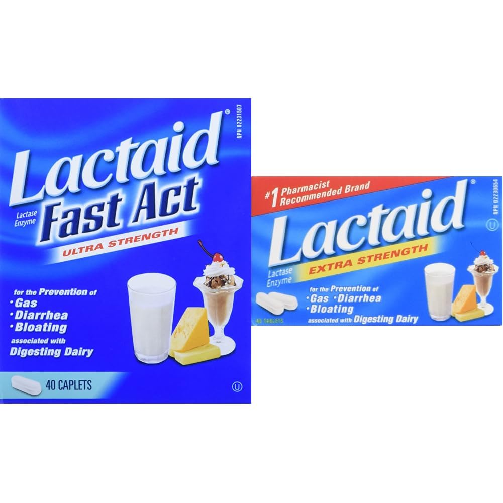 Lactaid Fast Act Caplets & Extra Strength Chewable Tablets, 40 Count ...