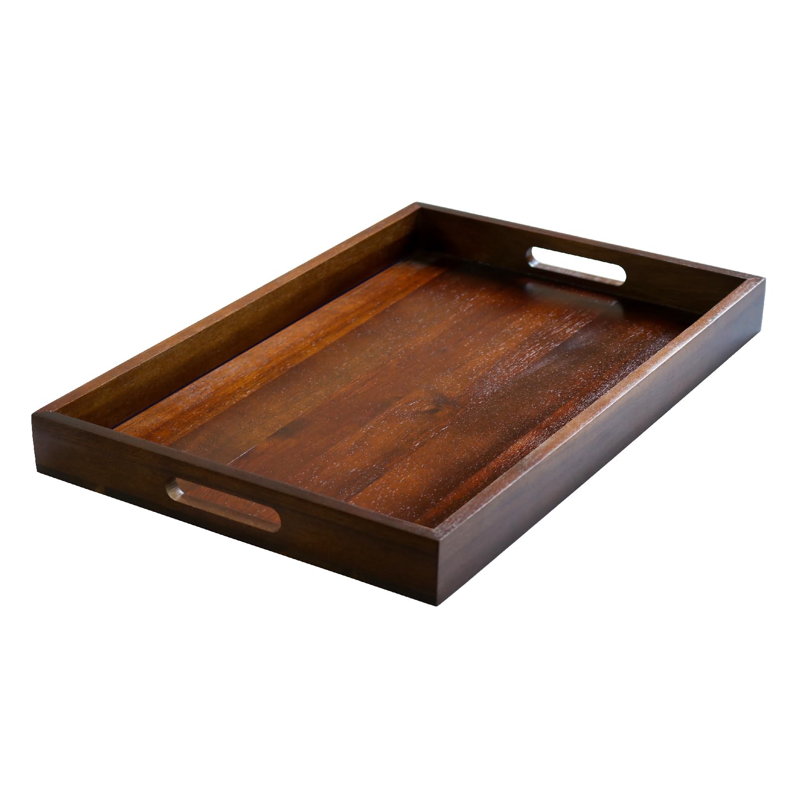 Amazon.com: 17 inch Acacia Wood Serving Tray with Handles, Decorative ...