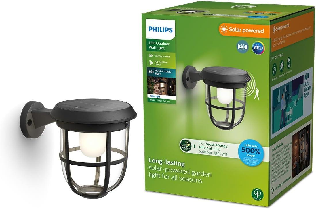 Amazon.com: Philips Solar LED 1-Pack Ultra-Efficient Wall Lantern ...