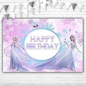 Amazon.com : Princess Elsa Backdrop for Birthday Party 5x3ft Snow ...