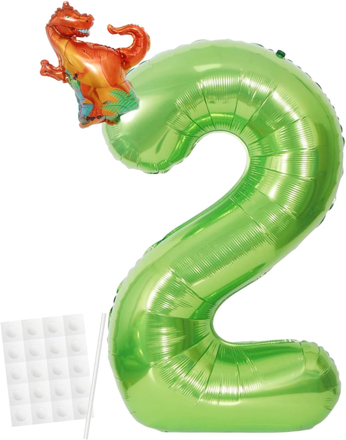 Amazon.com: 40'' Giant Green Number 2 Balloon & Mini Dinosaur Balloon ...