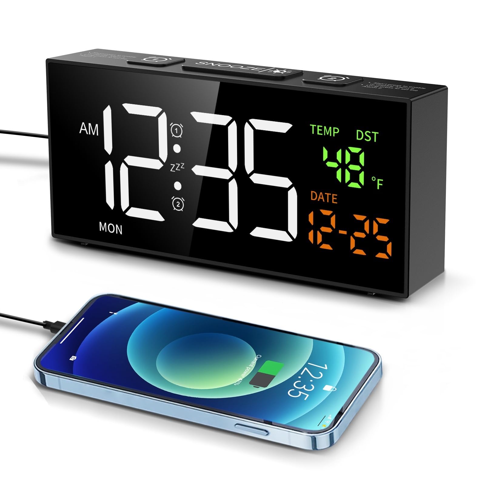 Amazon.com: Netzu Alarm Clocks for Bedrooms, Digital Alarm Clock with ...