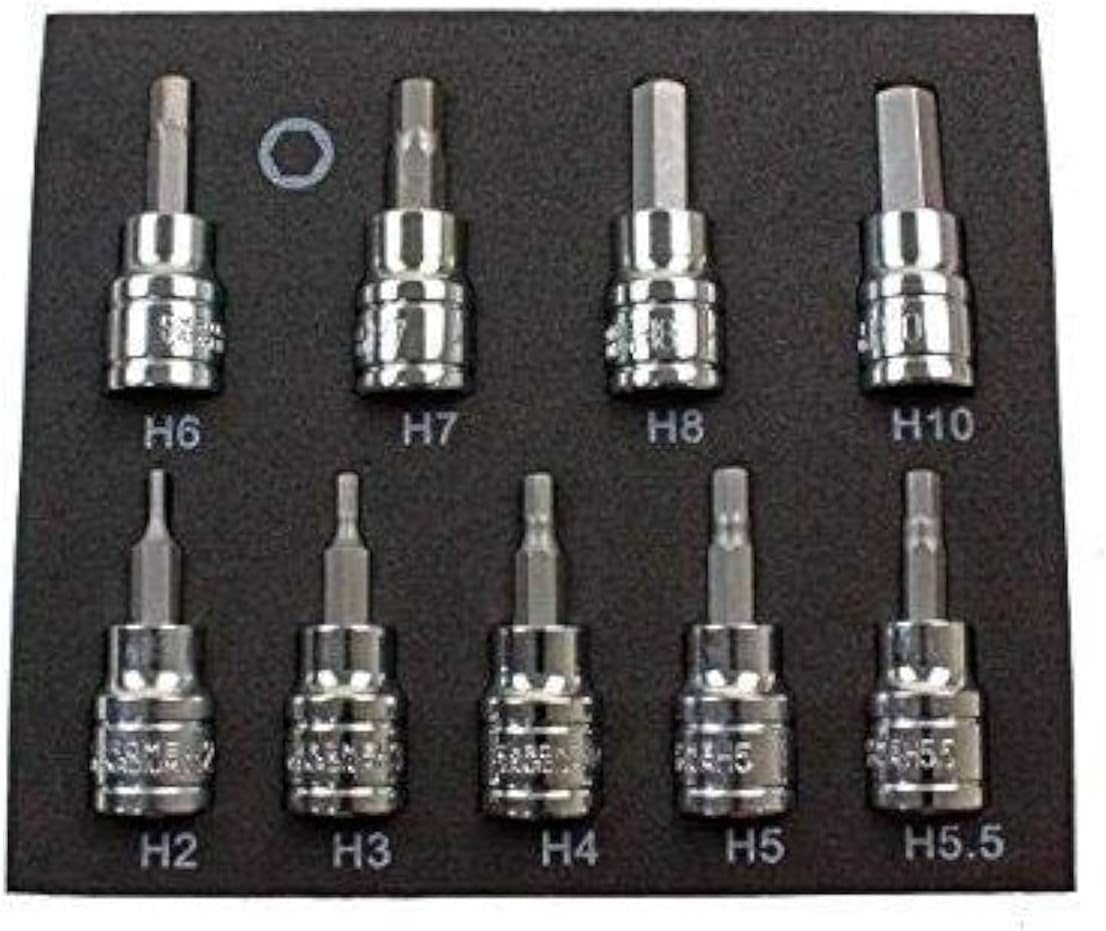 Draper 16285 3/8 Inch Square Drive Hexagonal Socket Bit Set, 48mm ...