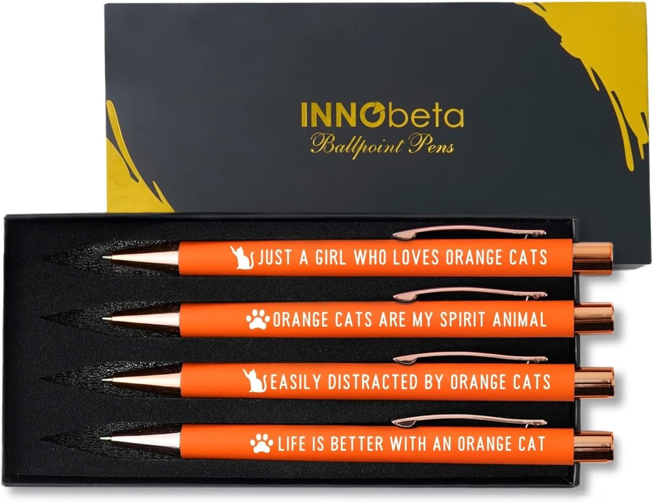Amazon.com : InnoBeta Orange Cat Gifts for Women, Orange Cat Lover Ballpoint Pen Set of 4 for ...