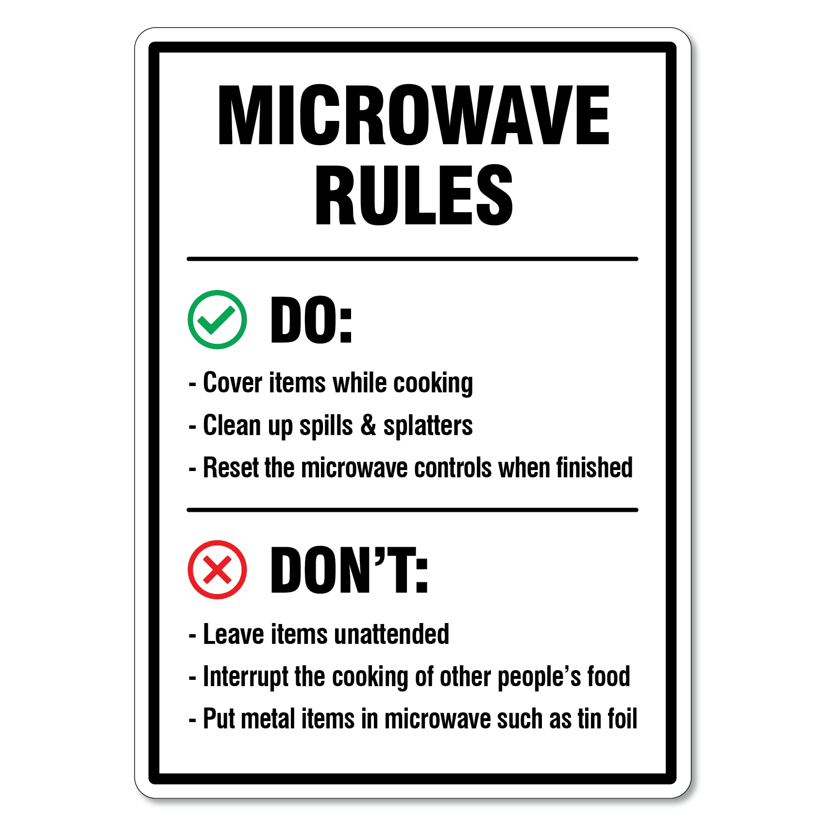 Snapklik.com : Microwave Rules Hygiene Kitchen Metal Tin Sign 8x12 Inches