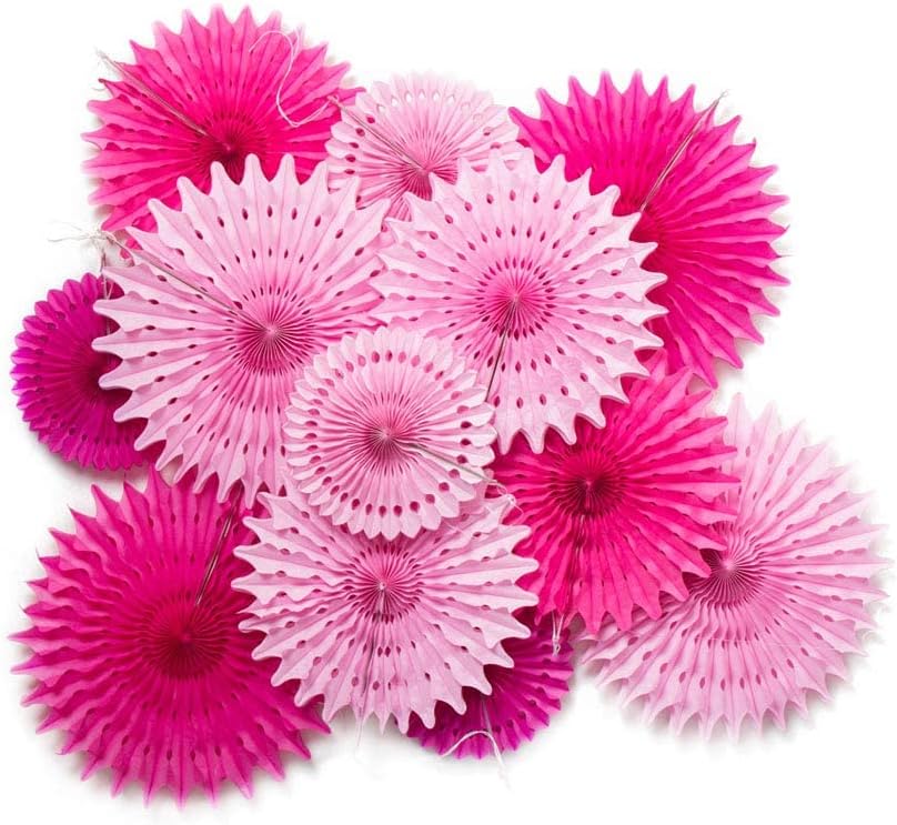 Amazon.com: Gold Hanging Paper Fans Rosettes Party Decorations Fiesta ...