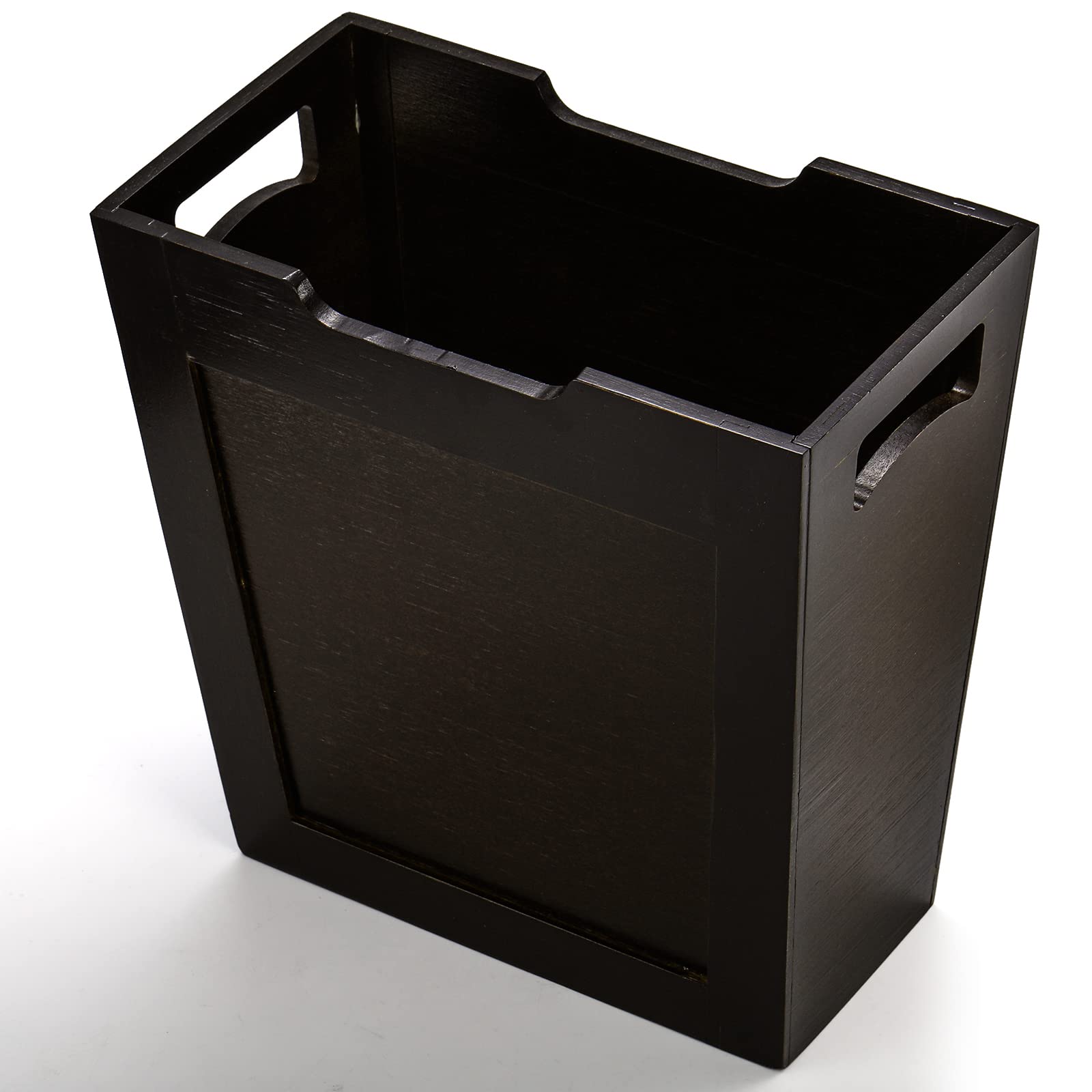 TOPZEA Bamboo Waste Basket, Rectangular Narrow Trash Can with Handles ...