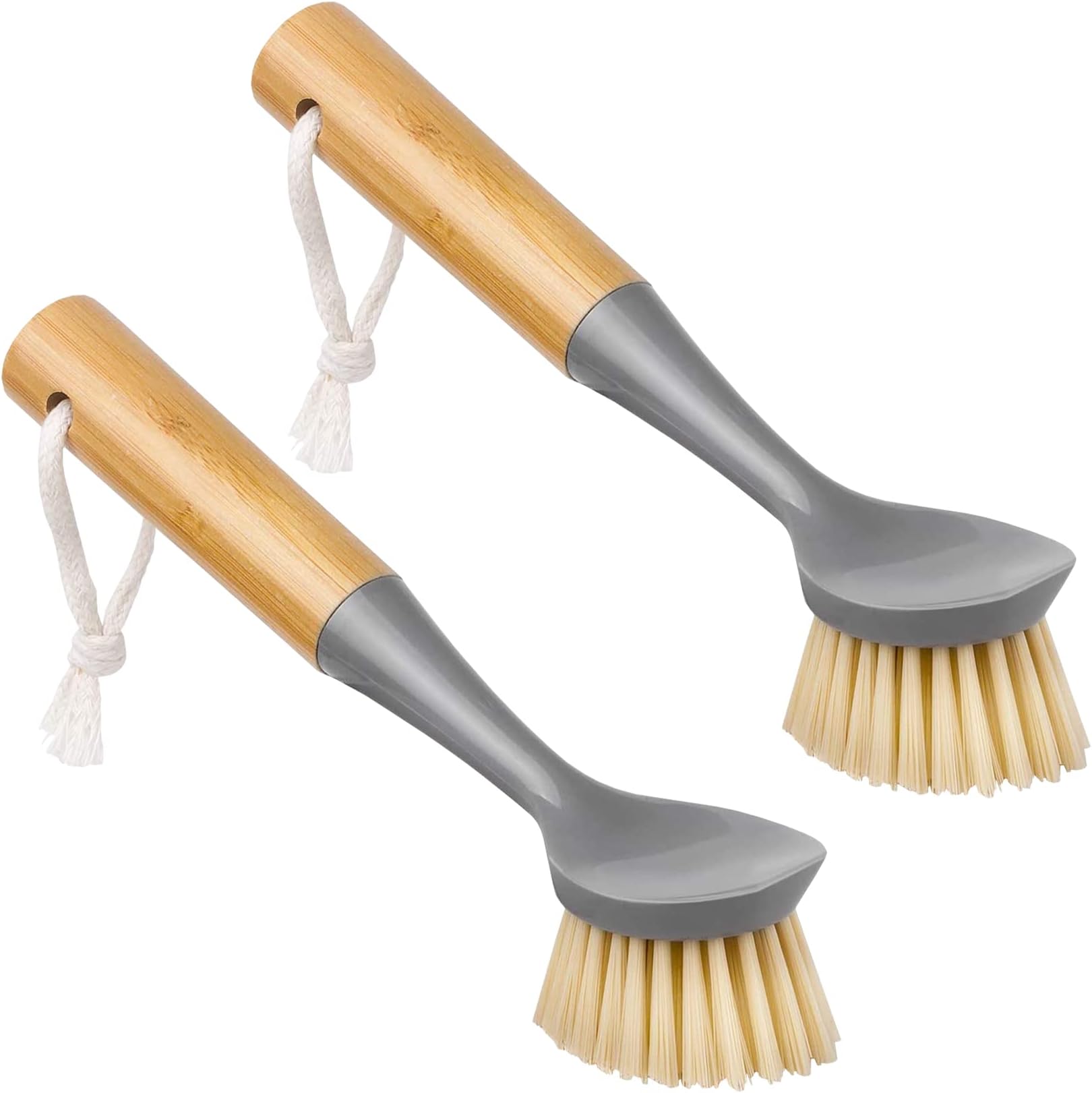 Elliott Wooden dish brush with Natural tampico fibres, Long reach ...