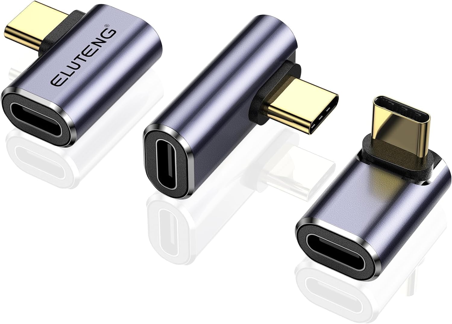 ELUTENG 90 Degree USB C Adapter 3 Pack 100W Right Angle USB Type C Male ...
